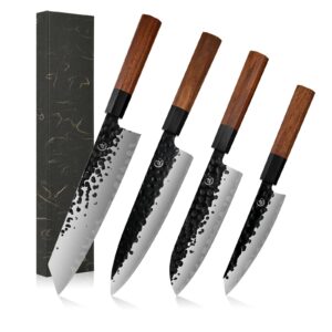 lifvcnt santoku japanese chef knife set, hand forged kitchen knife, 5 layers 9cr18mov high carbon chefs knife meat sushi knife, japanese knife with rosewood handle and gift box