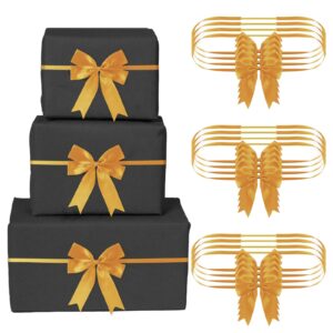 24 pieces christmas elastic bows for gift boxes stretch loops with bows christmas elastic ribbon crafts for christmas boxes gift wrapping(20-24 inch,gold)