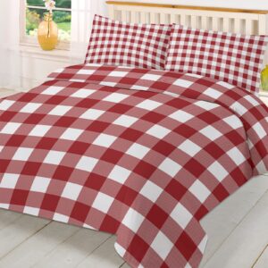 bedding duvet covers set 3 piece set, red white buffalo grid twin red white buffalo grid duvet cover and 2 pillow cases set, ultra soft and breathable, all season microfiber reversible bedding