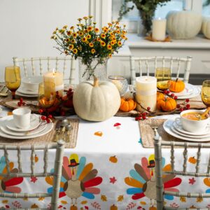 Gatherfun Turkey Thanksgiving Party Supplies - 3 Pack Disposable Plastic Tablecloth, 54”x108” Table Cover Ideal for Autumn and Thanksgiving Party Decorations