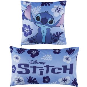 disney stitch cushion covers - set of 2 home decor 50 x 30cm and 35 x 35cm women teenagers kids cushions - stitch gifts (blue stitch)