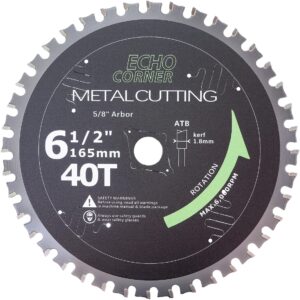 echo corner 6-1/2" steel cutting circular saw blade, for mild steel sheet carbon steel plate angle-iron or other tough metal, carbide tct 40-tooth 5/8" arbor