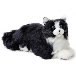 elephant robotics metacat bicolor b&w - interactive companion pets robot cat with voice command/heartbeat/animation interaction - gifts for all ages - realistic & lifelike, type-c charging