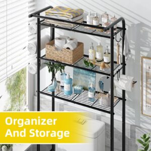 Simple Trending 3 Tier Over The Toilet Rack, Shelf Bathroom, Bathroom Stand Organizer Space Saver, Black