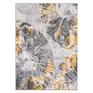 rugshop contemporary floral stain resistant soft area rug 5' x 7' yellow