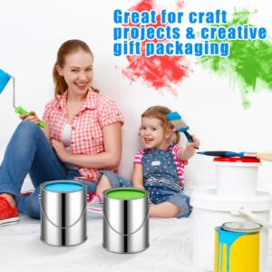 Uiifan 4 Pcs 1 Gallon Empty Paint Cans with Lids Metal Paint Bucket with Handle Paint Containers Paint Pail Tin for Paint Varnish Craft DIY Art Supply Storage (Silver)