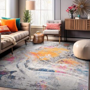 rugshop distressed contemporary abstract watercolor stain resistant soft area rug 5' x 7' multi