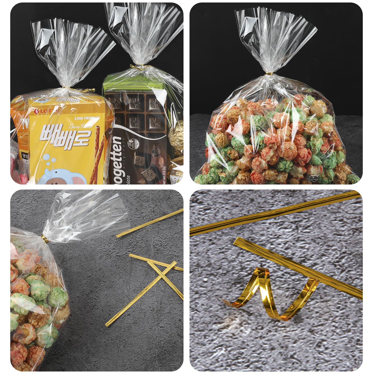 Labeol 150pcs Cellophane Bags 9x12 Treat Bags with Ties Clear Gift Bags Candy Bags Cookie Bags for Packaging Party Favor Plastic Gift Wrap Easter