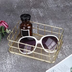 QANYEGN Storage Basket, ld Desktop Metal Storage Basket, Iron Grid Storage Tray, Net Basket Storage Bins for Home(Small Size)