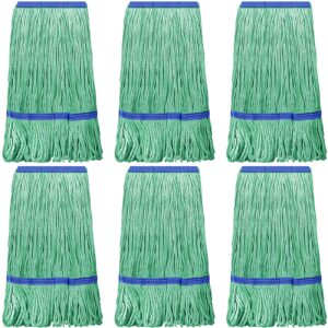 6 pack heavy loop end cotton string mop head heavy duty mop head commercial refills mop head replacement for home industrial commercial cleaning (green, blue)