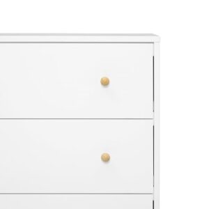 Delta Children Essex 3 Drawer Dresser with Interlocking Drawers, Bianca White/Natural