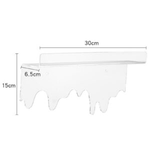 Leefasy Acrylic Floating Wall Ledge Shelf, Wall Mounted Bookshelf, Invisible Spice Rack, Clear Bathroom Storage Shelves Display,Hanging Shelves for Wall Storage - Flowing Water