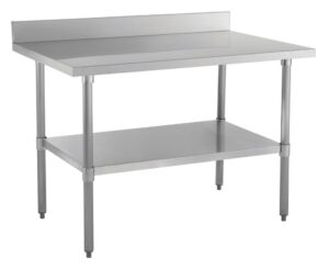 kratos commercial worktable, all-stainless steel kitchen prep table with undershelf and backsplash, 48"dx30"w, nsf, 16ga/304ss (28w-314)