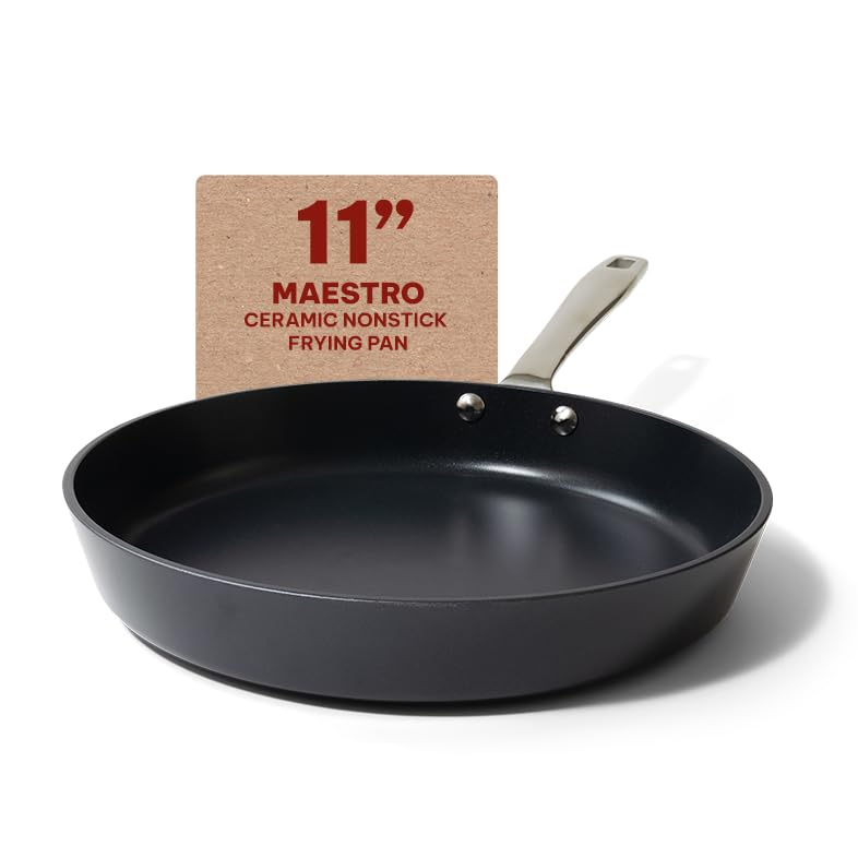 Alva Maestro Ceramic Nonstick Frying Pan Skillet Non Toxic Omelette Pan Kitchen Cookware 11" PFAS, PFOA & PFTE Free, for Cooking Pan Set, Induction Safe, Add to Your Pots and Pans Set Cookware