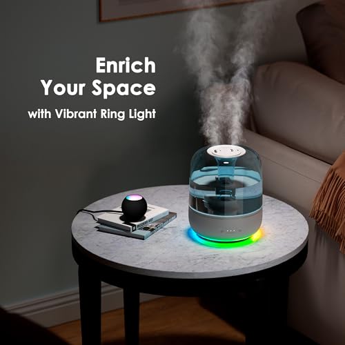 Airversa Humidifiers for Home Bedroom Large Room 5.5L Cool Mist for Indoor Use Dazzling Lighting Effects (Ice Blue, Humelle AH1)