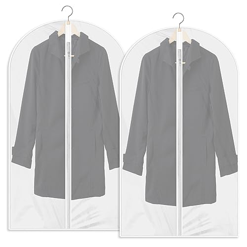 Garment Bags for Hanging Clothes, 2 PCS Dust-Proof Clothes Cover Bag Clear Garment Bag Breathable Coat Protector Zippered Garment Covers Suit Bags for Closet Storage and Travel, 24'' X 40''