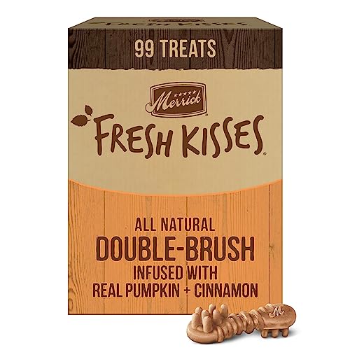 Merrick Fresh Kisses Natural Dental Chews, Treats Infused with Pumpkin and Cinnamon for Tiny Dogs 5-15 Lbs - 2 lb. Box