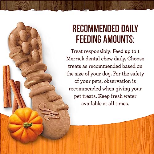 Merrick Fresh Kisses Natural Dental Chews, Treats Infused with Pumpkin and Cinnamon for Tiny Dogs 5-15 Lbs - 9 oz. Pouch