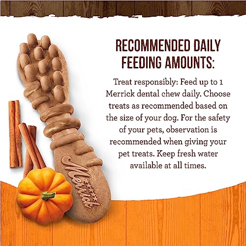 Merrick Fresh Kisses Natural Dental Chews, Treats Infused with Pumpkin and Cinnamon for Large Dogs Over 50 Lbs - 2.2 lb. Box