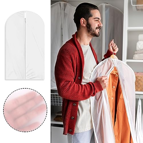 Garment Bags for Hanging Clothes, 2 PCS Dust-Proof Clothes Cover Bag Clear Garment Bag Breathable Coat Protector Zippered Garment Covers Suit Bags for Closet Storage and Travel, 24'' X 40''