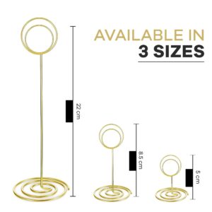 LittleLala 20Pack Mini Table Number Holders 1.97in/50mm | Available in 3 Sizes | Gold table number holders, Table Card Holders, Table Number Stands for Wire Picture Holder at Wedding Party Office