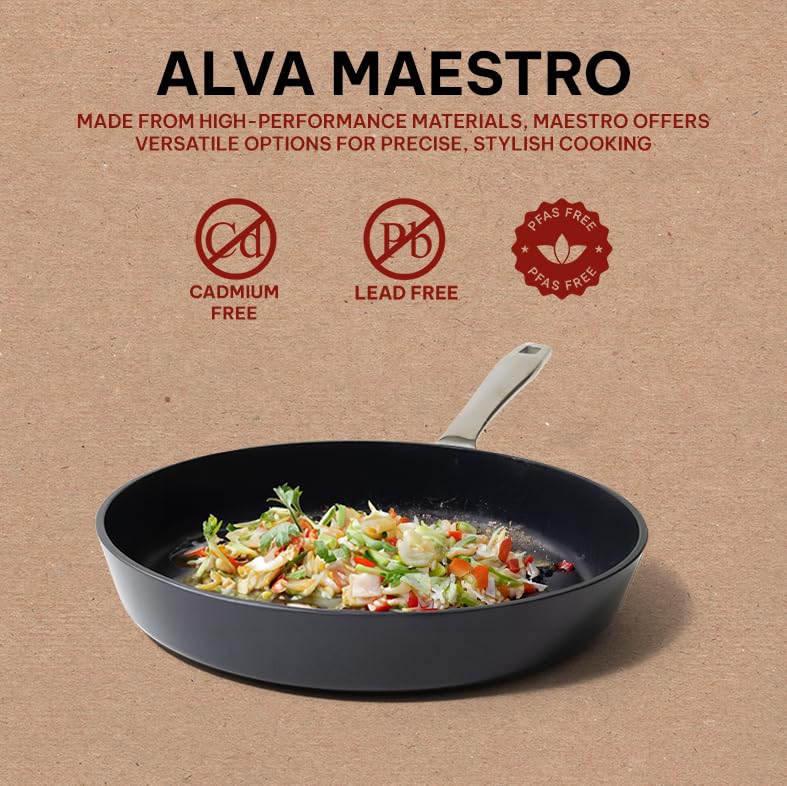 Alva Maestro Ceramic Nonstick Frying Pan Skillet Non Toxic Omelette Pan Kitchen Cookware 11" PFAS, PFOA & PFTE Free, for Cooking Pan Set, Induction Safe, Add to Your Pots and Pans Set Cookware