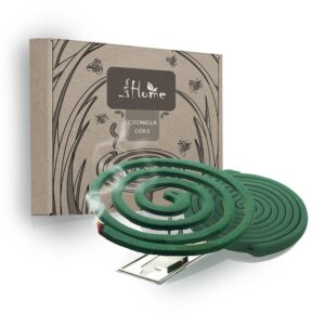 mosquito repellent coils - plant based citronella scent-perfect for outdoor patios - each burns for 5-7 hours (16 coils & 4 stands total)