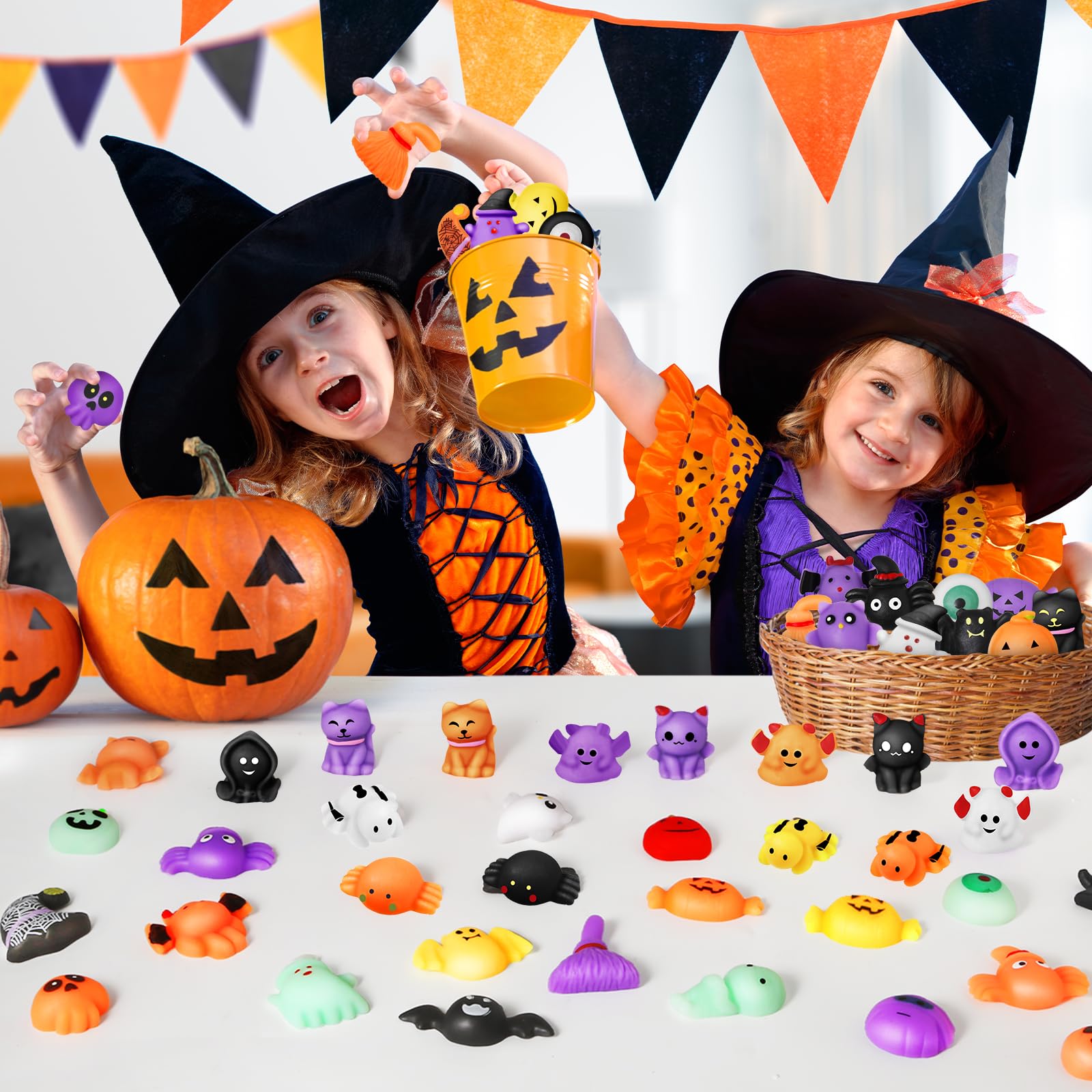 Halloween Party Favors for Kids-60 Pack Halloween Squishy Toys,Mini Stress Relief Toys in Bulk,Halloween Goodie Bag Fillers Gifts for Kids,Trick Or Treat Bags Toys Bulk,School Classroom Rewards Prizes