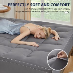 Homemate Mattress Pad Topper - Cooling Mattress Pad Cover Plush Bed Topper Quilted Fitted Pillow Top Cover for Back - Mattress Pad Down Alternative Ultra Soft Mattress Protector for Hot Sleepers