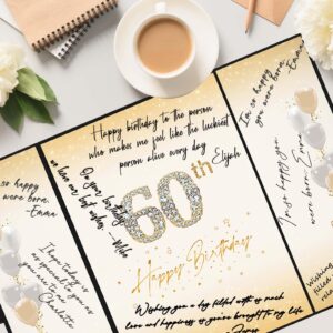 Crenics 60th Birthday Decorations for Men Women, Creative 60th Birthday Guest Book Alternative, 60th Birthday Signature Book Poster 18 x 12 inch, Great 60th Birthday Gifts