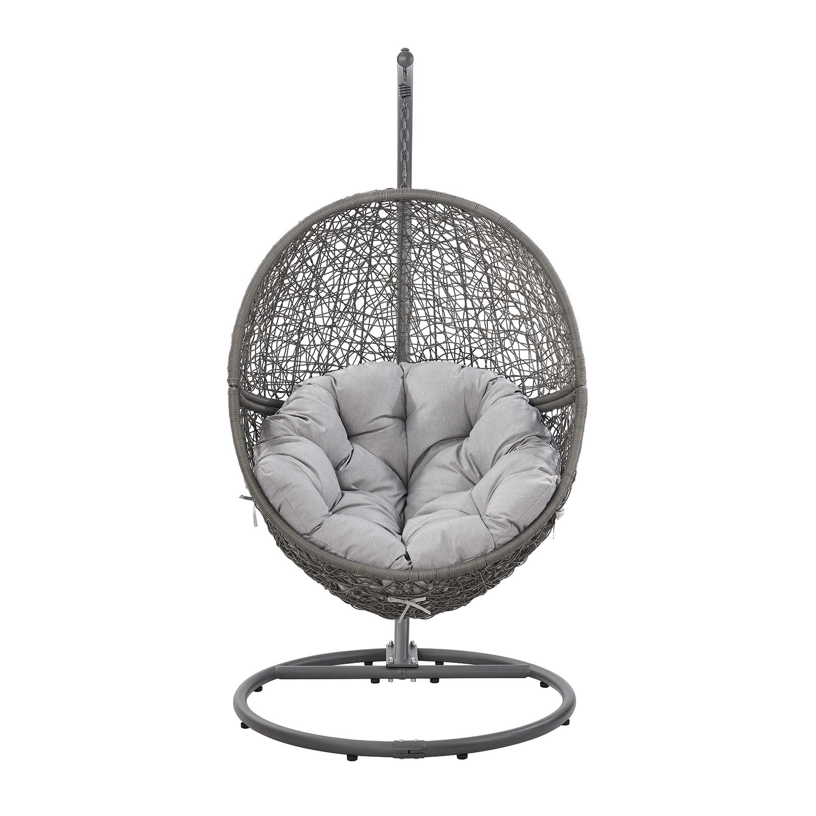 Modway Encase Outdoor Patio Rattan Swing Chair in Gray Gray