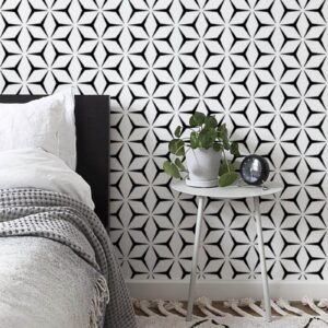 heroad wall paper peel and stick modern black and white wallpaper peel and stick boho geometric contact paper for cabinets and drawers renter friendly self-adhesive removable waterproof 17.7” x 118”