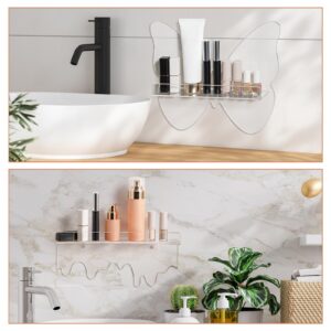 Leefasy Acrylic Floating Wall Ledge Shelf, Wall Mounted Bookshelf, Invisible Spice Rack, Clear Bathroom Storage Shelves Display,Hanging Shelves for Wall Storage - Flowing Water