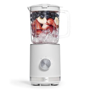 cook with color 300 watt blender: powerful 2-speed control with pulse, 4-tip stainless steel blades, 25oz (750ml) jar, and skid-resistant feet, creme