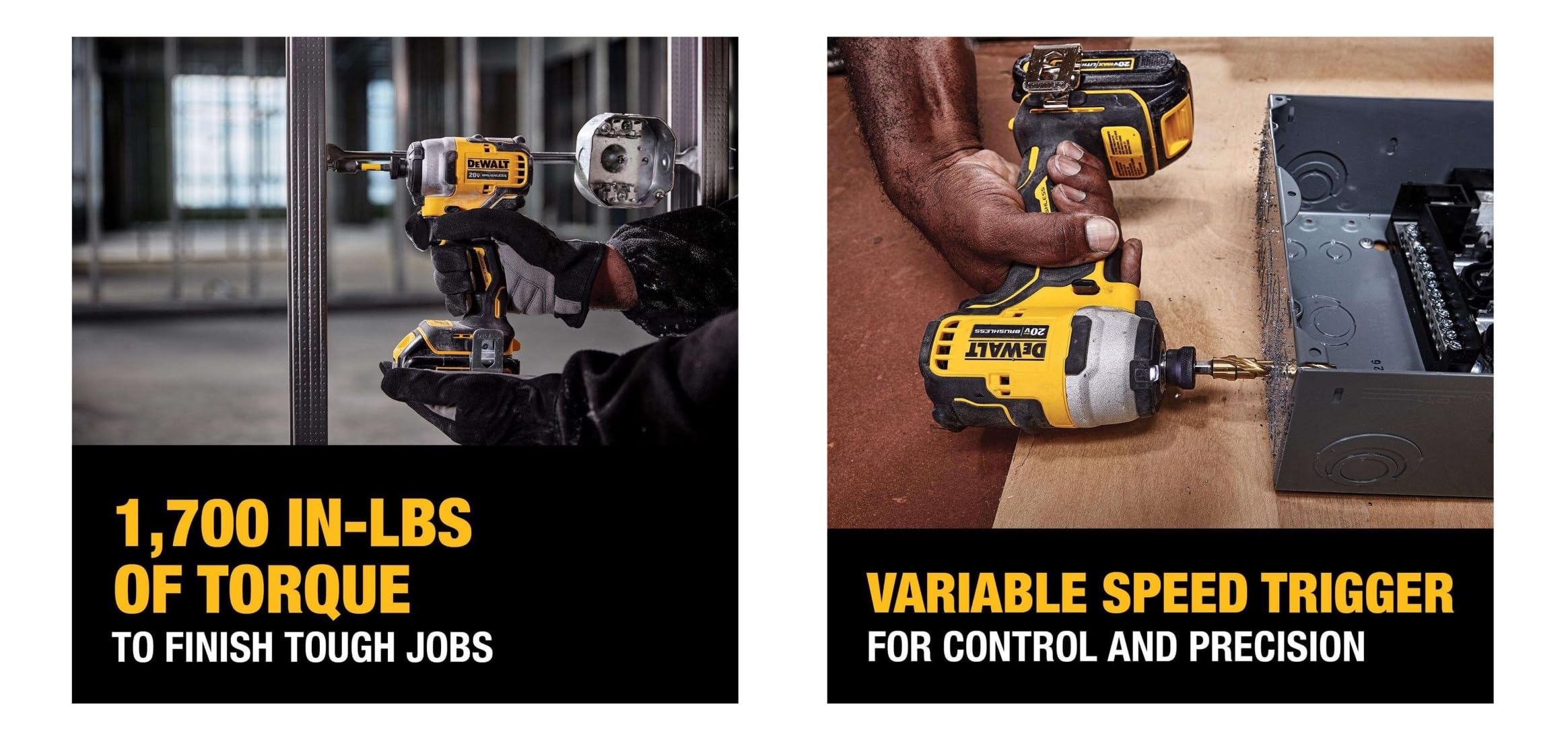 DEWALT ATOMIC 20V-Max Brushless/Cordless Compact 1/4 in. Impact Driver Kit w/Charger, 2.0Ah-Battery, Bag&Belt Clip