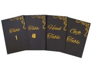 table numbers, gold table numbers, table numbers 1-48, wedding table number for head table gift table, double sided wedding table numbers, 4x6 inches, table numbers for wedding reception