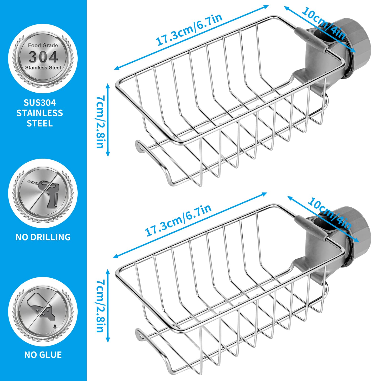 Buoluty Clawfoot Tub Shower Caddy(Shower Rod Not Included),Clawfoot Tub Accessories,Tub Caddy,SUS304 Stainless Steel Shower Shelves,Clawfoot Tub Soap Caddy(Silver)