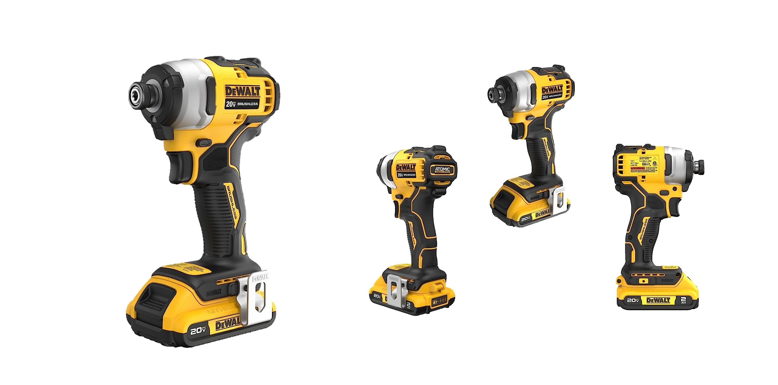 DEWALT ATOMIC 20V-Max Brushless/Cordless Compact 1/4 in. Impact Driver Kit w/Charger, 2.0Ah-Battery, Bag&Belt Clip