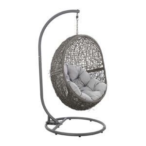 modway encase outdoor patio rattan swing chair in gray gray