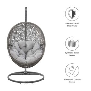 Modway Encase Outdoor Patio Rattan Swing Chair in Gray Gray