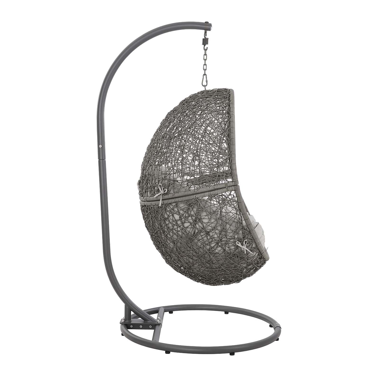 Modway Encase Outdoor Patio Rattan Swing Chair in Gray Gray