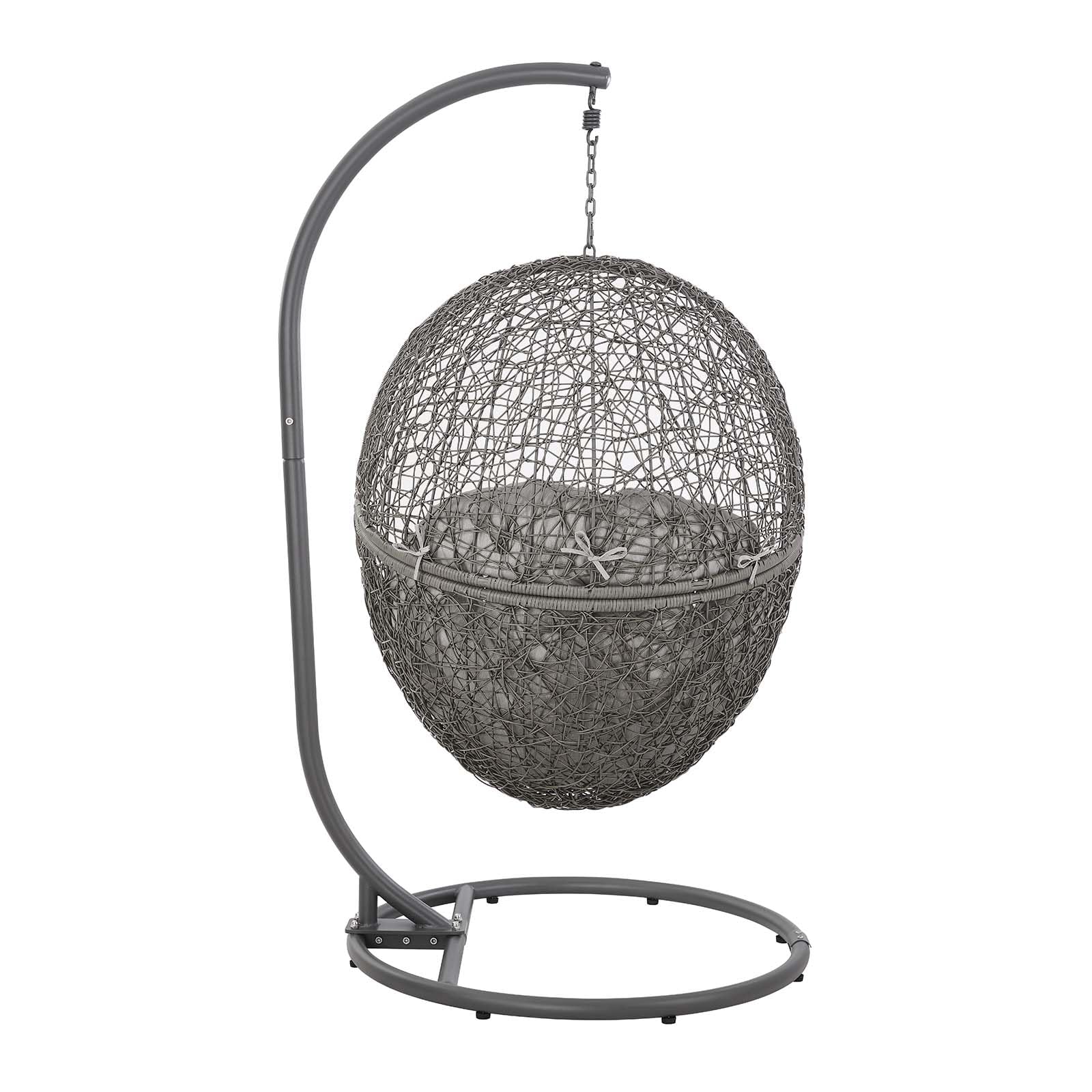 Modway Encase Outdoor Patio Rattan Swing Chair in Gray Gray