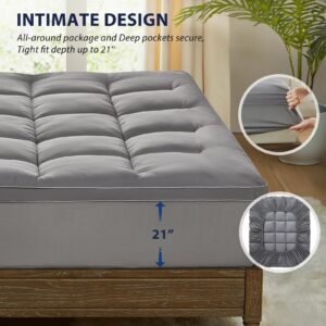 Homemate Mattress Pad Topper - Cooling Mattress Pad Cover Plush Bed Topper Quilted Fitted Pillow Top Cover for Back - Mattress Pad Down Alternative Ultra Soft Mattress Protector for Hot Sleepers