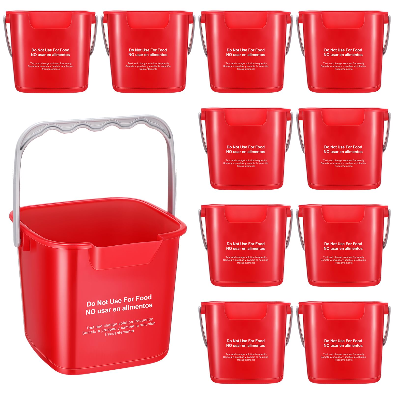 Lallisa 12 Pcs 3 Quart Cleaning Bucket Small Sanitizing Square Bucket Detergent Pail for Home Office Commercial Restaurant Kitchen Bathroom School (Red)