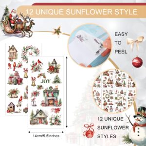 Lincia 10 Sheets Christmas Rub on Transfers for Crafts and Furniture Rub on Transfers Stickers Snowman Vintage Reindeer Gnome Vintage Decals for Home DIY Craft 5.91 x 11.81(Cute Holiday)