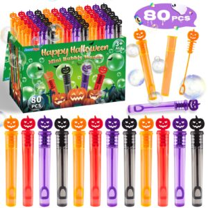 aurotops halloween mini bubble wands, halloween party favors for kids, halloween-themed bubble wands for trick or treat, goodie bags, halloween toys gifts for kids adults (80pcs, 4 colors)