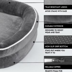 OhGeni Orthopedic Dog Bed for Large Dogs, Dog Couch Design with Egg Foam Support, Removable, Machine Washable Plush Cover and Non-Slip Bottom with Four Sided Bolster Cushion (Gray)