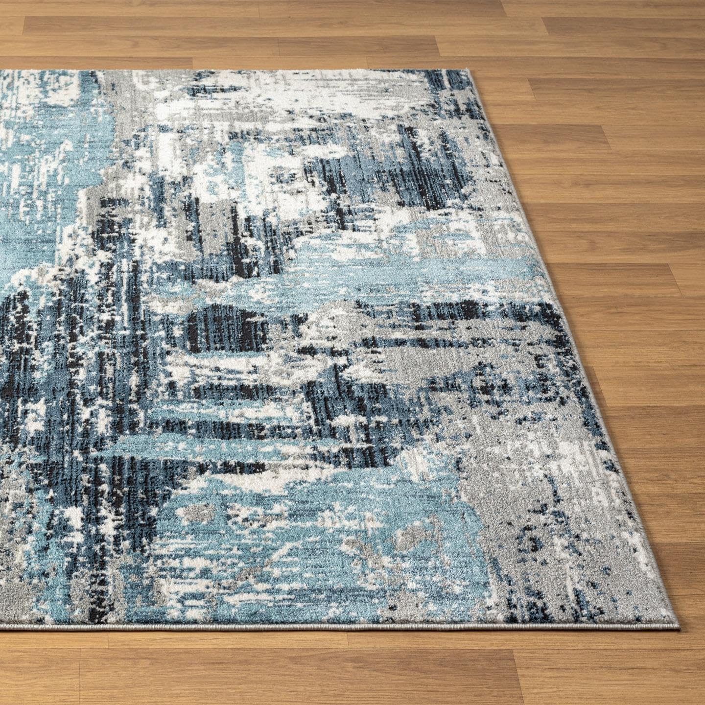 LUXE WEAVERS Abstract Distressed Blue 8x10 Area Rug