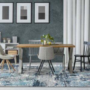 LUXE WEAVERS Abstract Distressed Blue 8x10 Area Rug