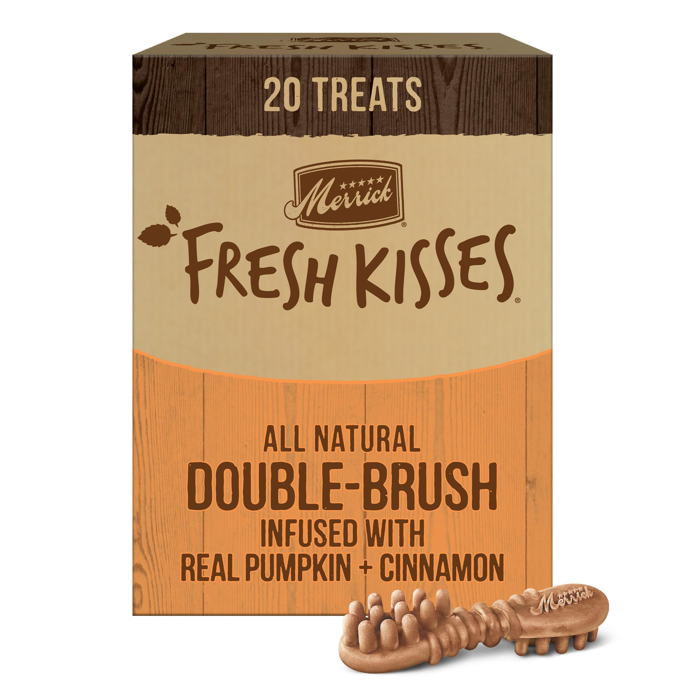 Merrick Fresh Kisses Natural Dental Chews, Treats Infused with Pumpkin and Cinnamon for Large Dogs Over 50 Lbs - 2.2 lb. Box